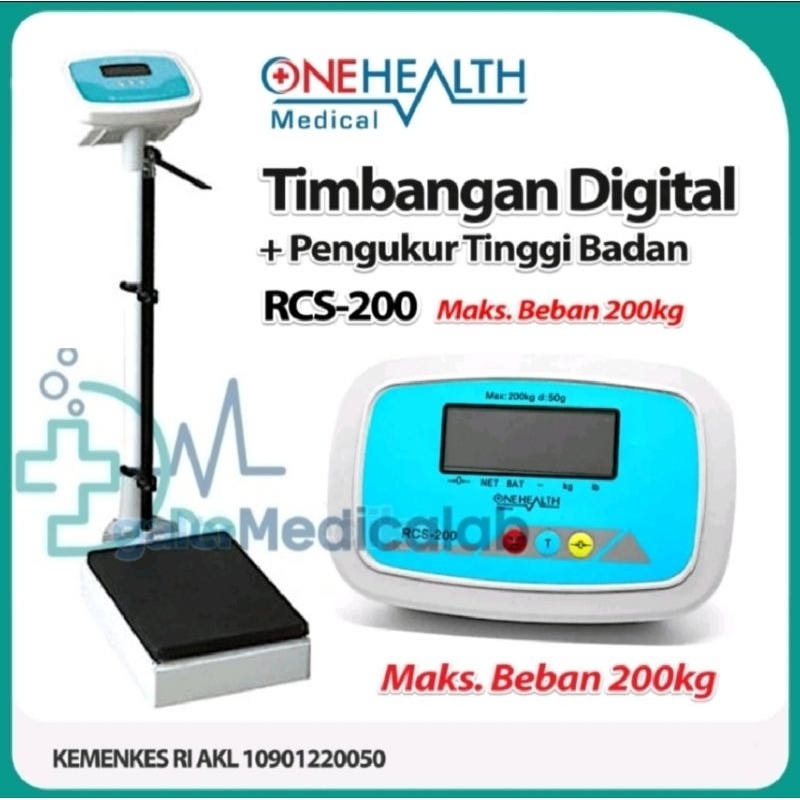Jual Timbangan Digital Onehealth RCS-200 + Pengukur Tinggi Badan One ...