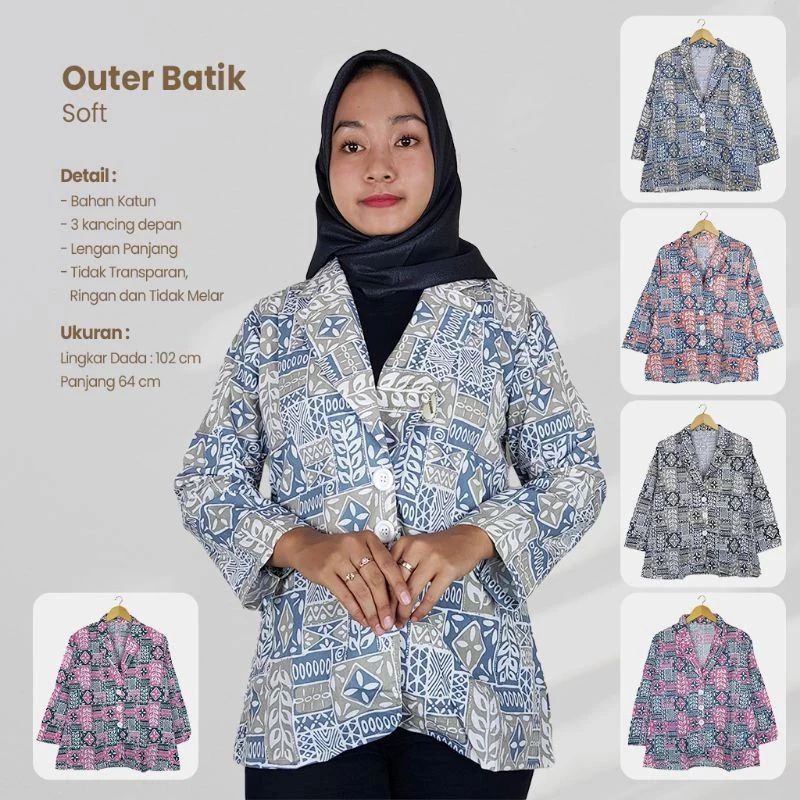 Jual Outer Batik Model Jas Lengan Panjang - Sekar Ayu Batik | Shopee ...