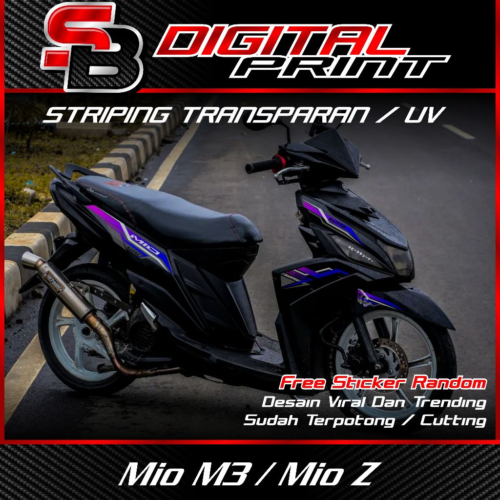 Jual striping transparan mio m3 / mio z - striping custome mio m3 bahan ...