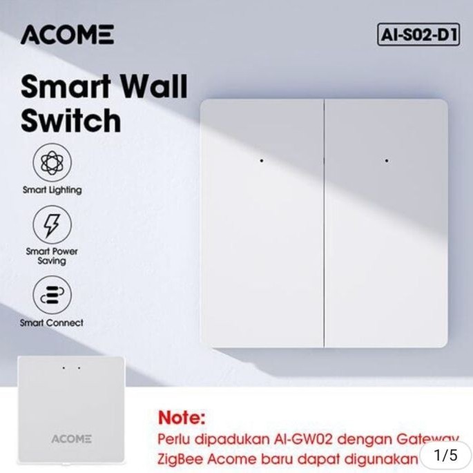 Jual ACOME Smart Switch AI-S02-D1 (EU 2 GANG) warna Grey | Shopee Indonesia