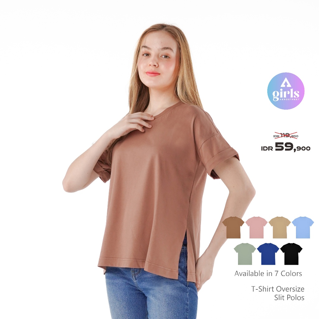 Jual Aerostreet T Shirt Oversize With Slit Atsuko Gelap Woman KA4AA ...