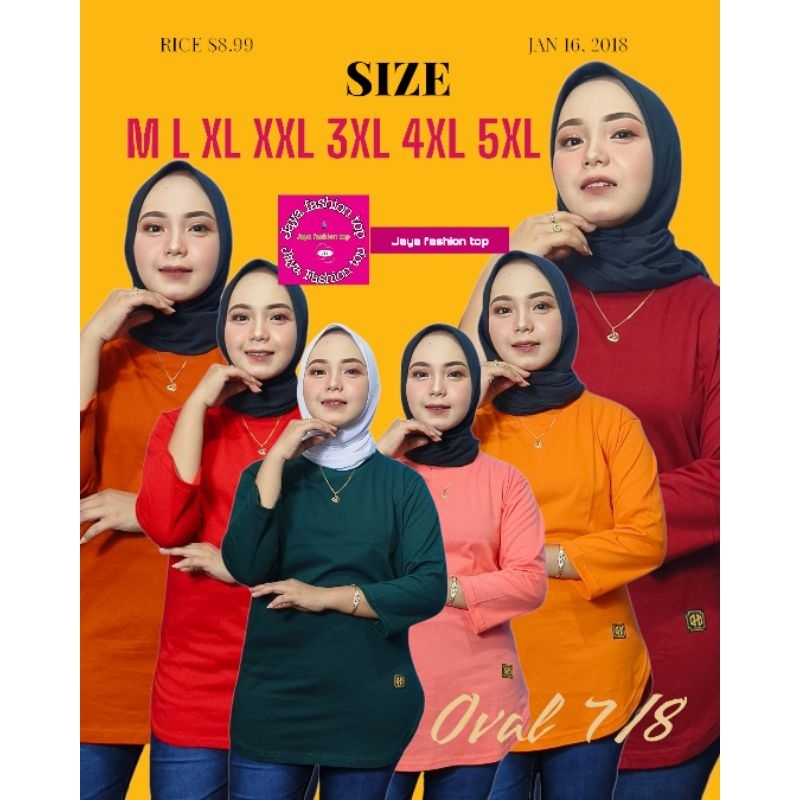 Jual kaos polos oval jumbo M L XL XXL 3xl 4xl 5x tangan 7/8 hayylik Jaya fashion top simpel ...