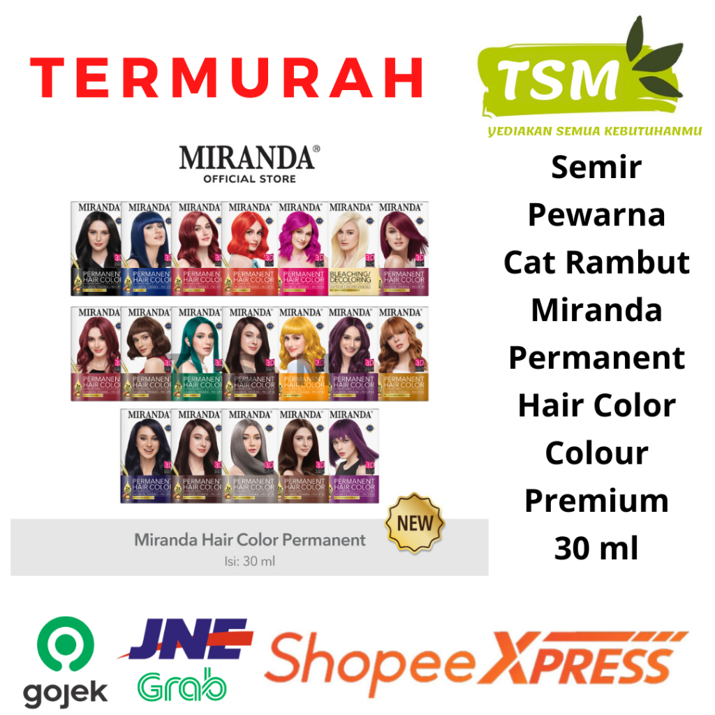 Jual Semir Pewarna Cat Rambut Miranda Permanent Hair Color Premium 30 ...