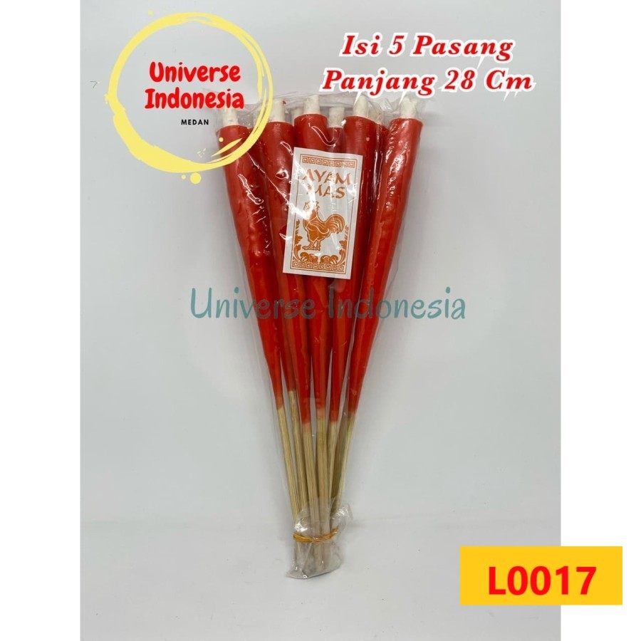 Jual Lilin Merah Tusuk Kaki Bambu Nokin x 5 Pasang, 28 Cm | Shopee ...