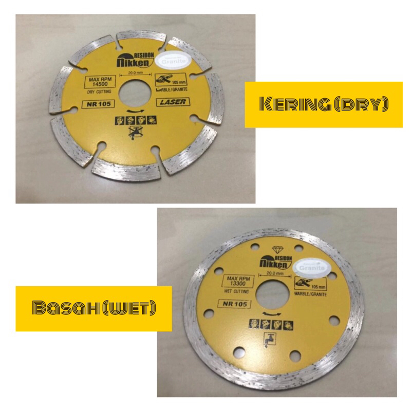 Jual nikken resibon kering gerigi dry cutting 4”inci diamond wheel ...