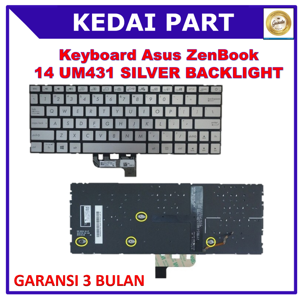Jual Keyboard Asus Zenbook 14 UM431 Um431D Um431Da Bx431Fl Silver ...