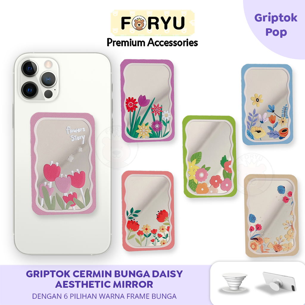 Jual Foryu Griptok Cermin Bunga Daisy Aesthetic Phone Holder Kaca Phone ...