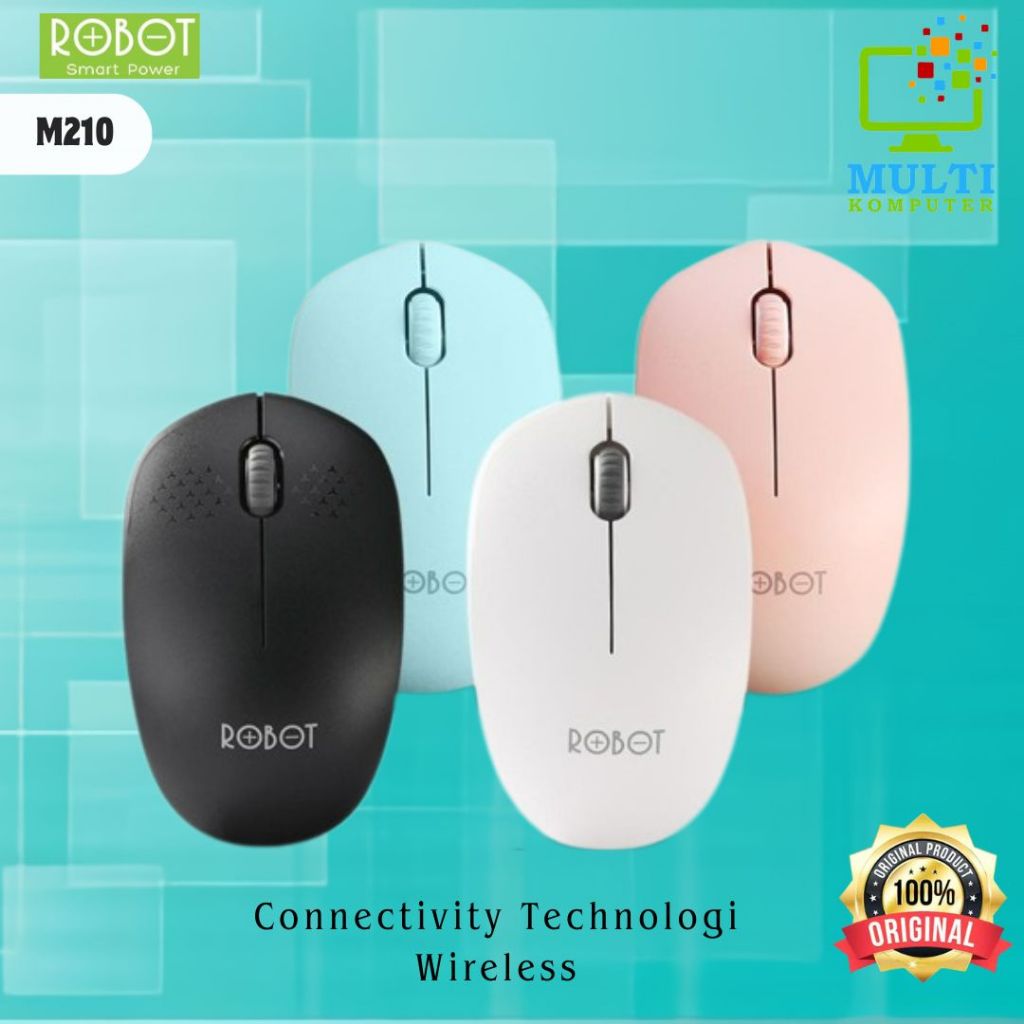 Jual Mouse Wireless Robot M210 2.4Ghz Optical - Putih | Shopee Indonesia