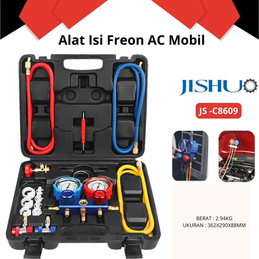 Jual JISHUO 15PCS ALAT TEKANAN PENDINGIN / METERAN DLUOR KATUP TAHAN ...