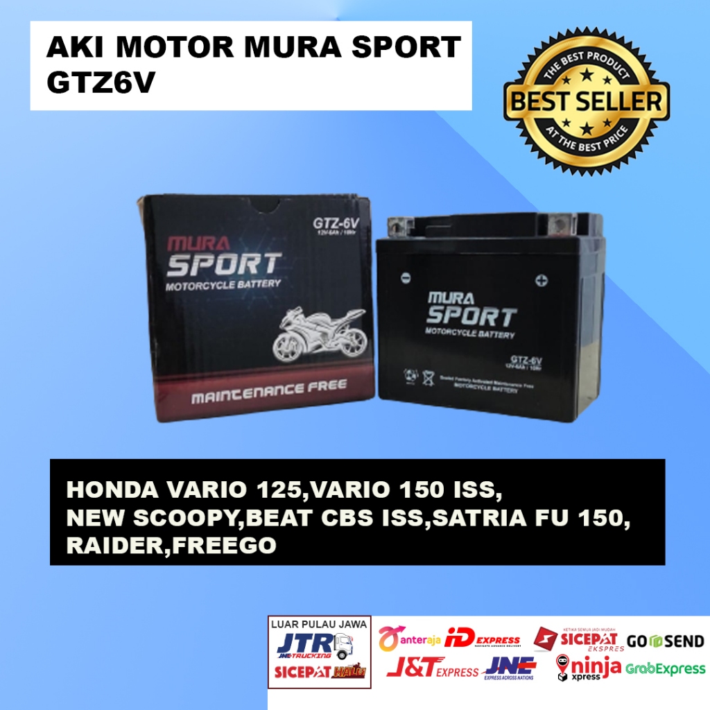 Jual AKI MOTOR KERING MURA SPORT GTZ6V 12V 6AH BARANG BARU DIJAMIN ...