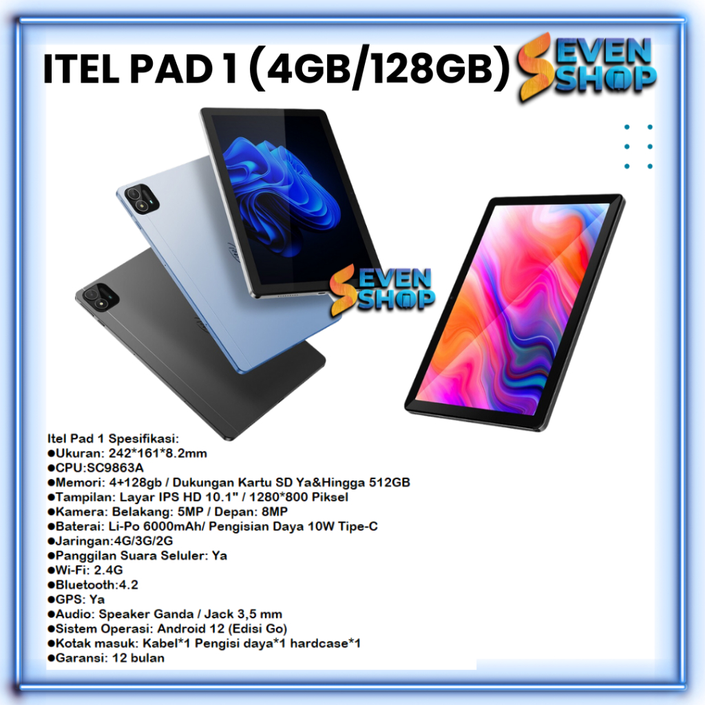 Jual Itel Pad 1 (4GB/128GB) | 10.1"HD IPS Screen 6000mAh GARANSI RESMI | Shopee Indonesia