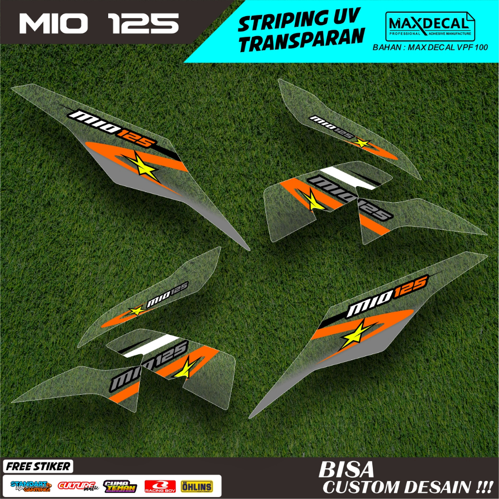 Jual striping mio m3 sporty smile transparan cw hitam custome racing ...