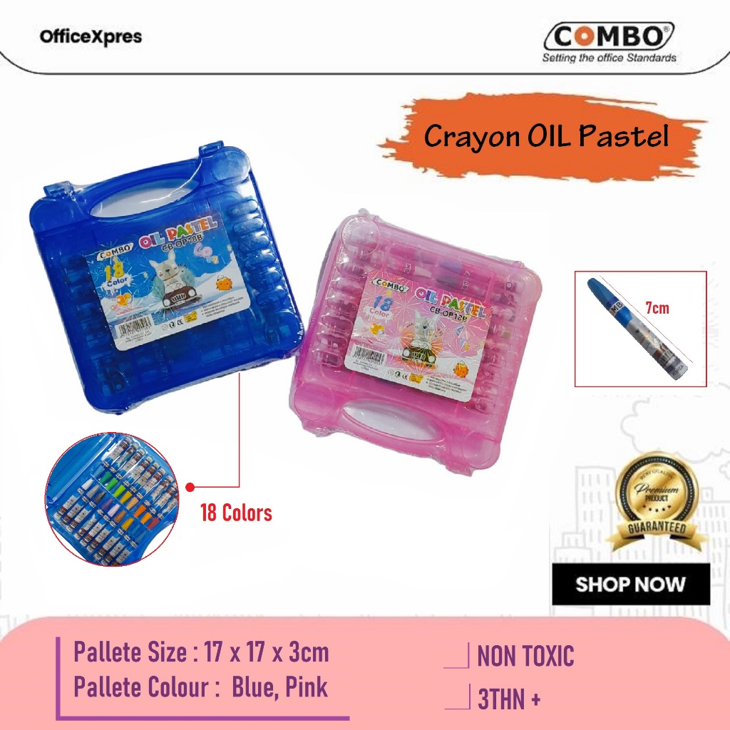 Jual Krayon 18 Warna / Oil Pastel Crayon 18 Colours / Krayon Besar ...