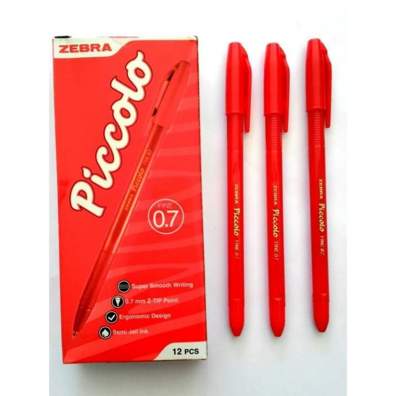 Jual 1 Pulpen Piccolo Zebra Tinta Merah 0,7mm | Shopee Indonesia