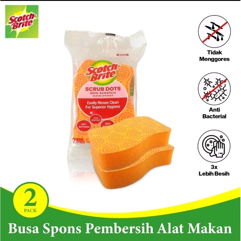 Jual Scotch brite 3m sabut spons scrub dots daya gosok kuat SDNSPK2 Isi ...