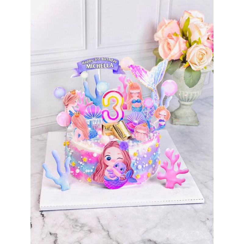 Jual kue ulang tahun anak birthday mermaid Topper cake | Shopee Indonesia