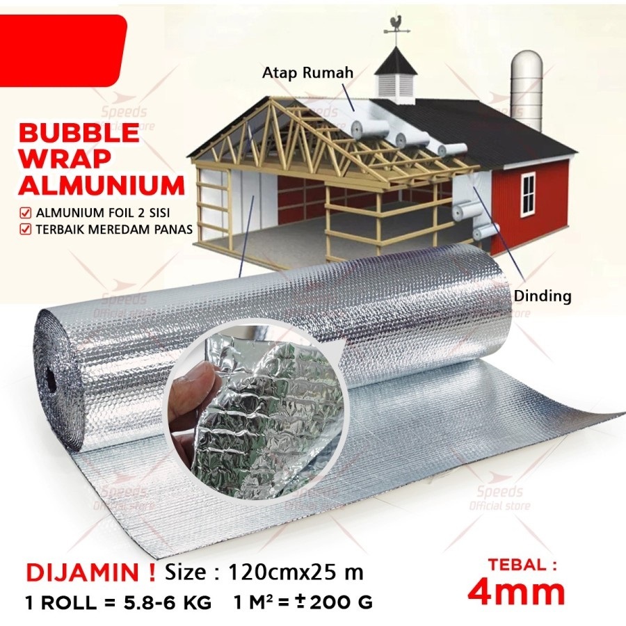 Jual ALUMINIUM FOIL BUBBLE PEREDAM PANAS ATAP RUMAH 25 METER ALUMUNIUM ...