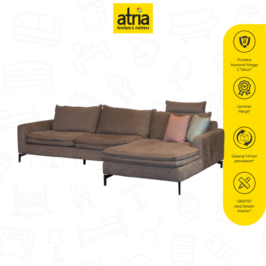 Jual Atria Believe Sofa Model L Shape Bahan kain Warna Brown ...