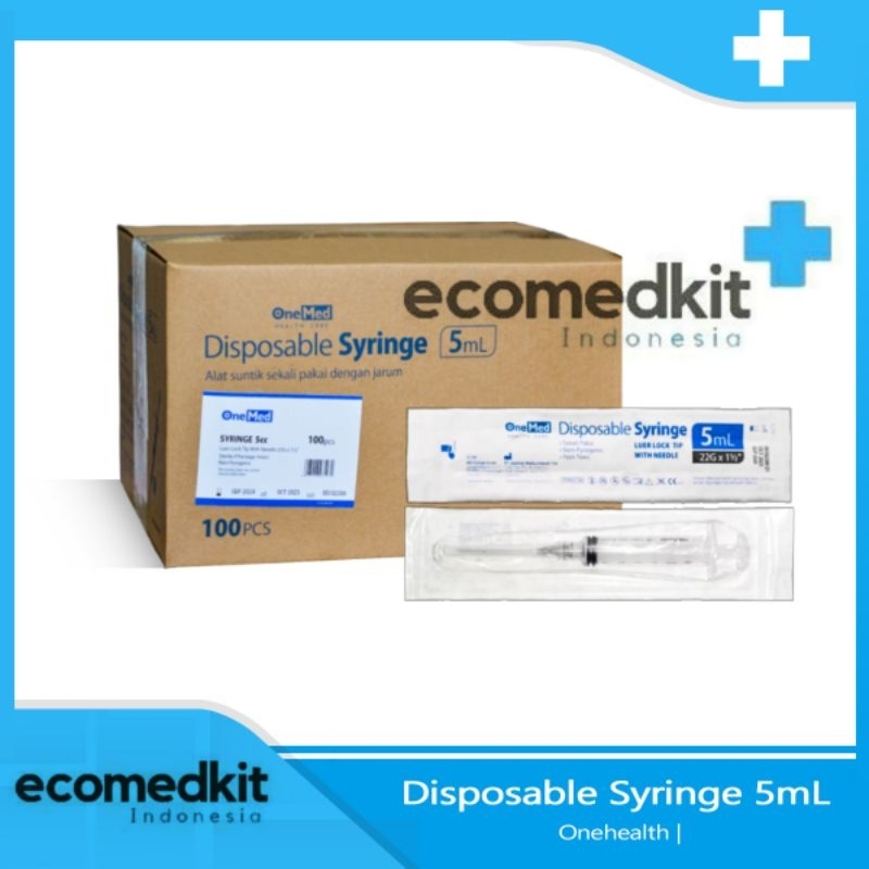 Jual OneMed Syringe | Spuit With Needle 1ml 3ml 5ml 10ml Box isi 100 ...