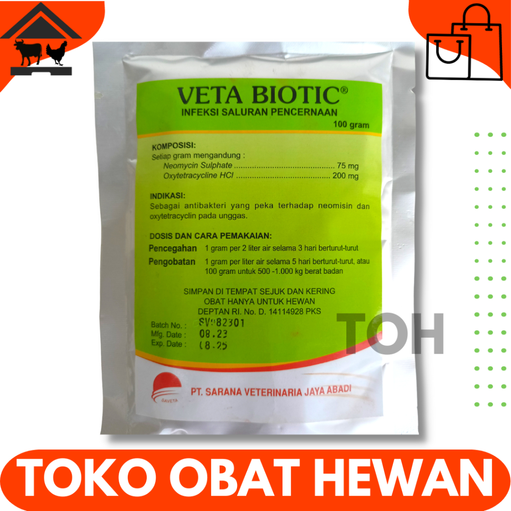 Jual VETA BIOTIC 100 GRAM - Obat Infeksi Pencernaan Hewan - Obat ...
