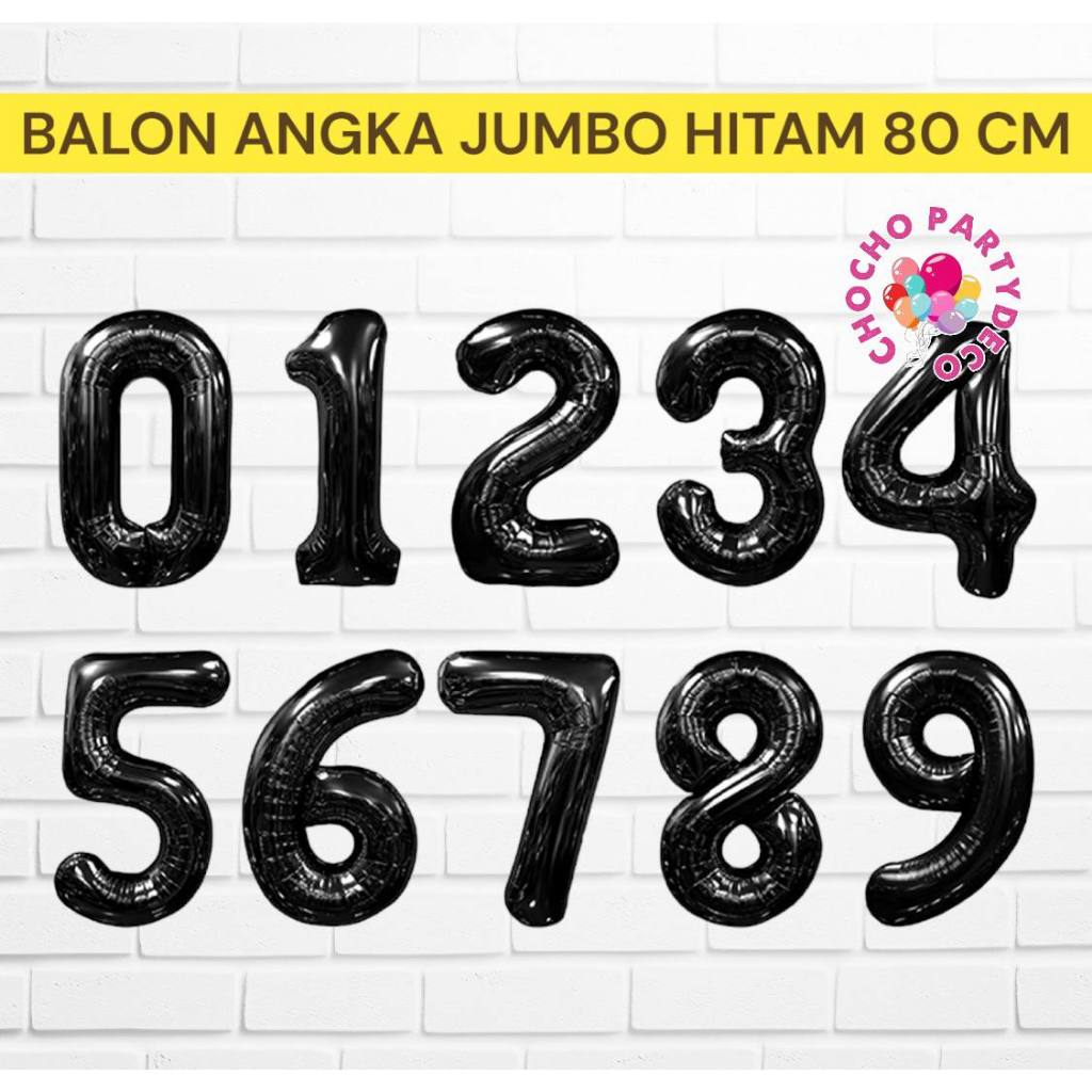 Jual Balon Angka Jumbo 80cm Hitam | Shopee Indonesia