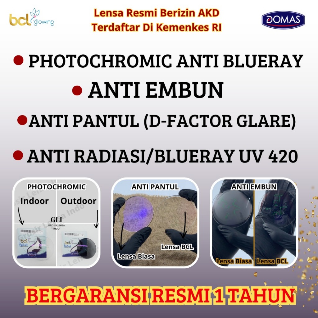 Jual Lensa kacamata Bluecromic Anti Blue Ray + Anti Embun | Auto Gelap ...