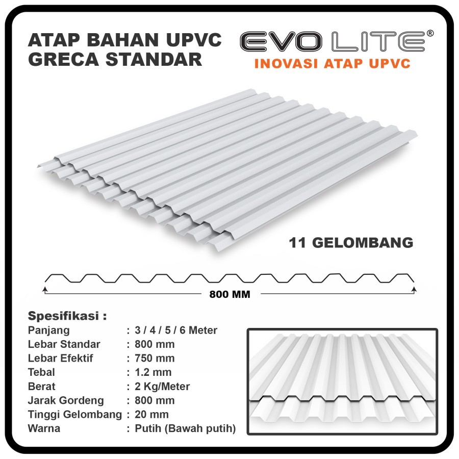 Jual SENG ATAP UPVC EVO LITE GRECA JUMBO PUTIH | Shopee Indonesia