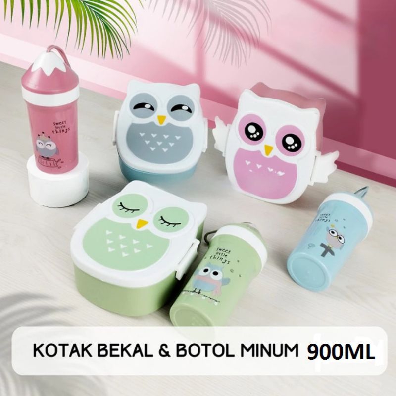 Jual Lunch Box Set Karakter Owl (Tempat Makan Anak + Botol Minum) | Shopee Indonesia