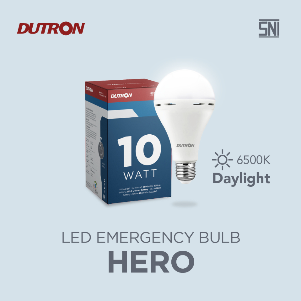 Jual DUTRON Lampu LED Emergency Bulb Hero 10 Watt 6500K Putih | Shopee ...