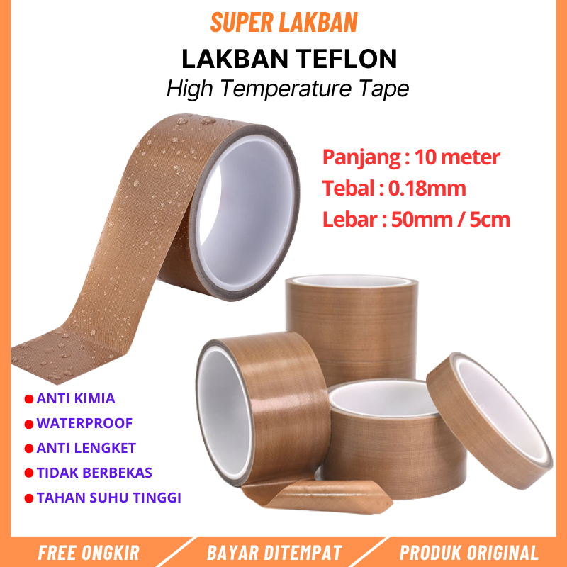Jual Teflon Tape PTFE 50mm Lakban Isolasi Tahan Panas 300C High ...