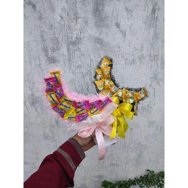 Jual Buket Permen Bulan Sabit / Buket Permen Mini / Buket Snack / Buket ...