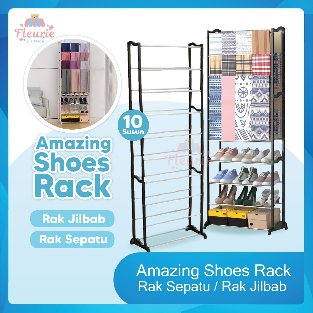 Jual Amazing Shoes Rack - Rak Sepatu/Rak Jilbab 10 Tingkat Rakitan Kuat ...