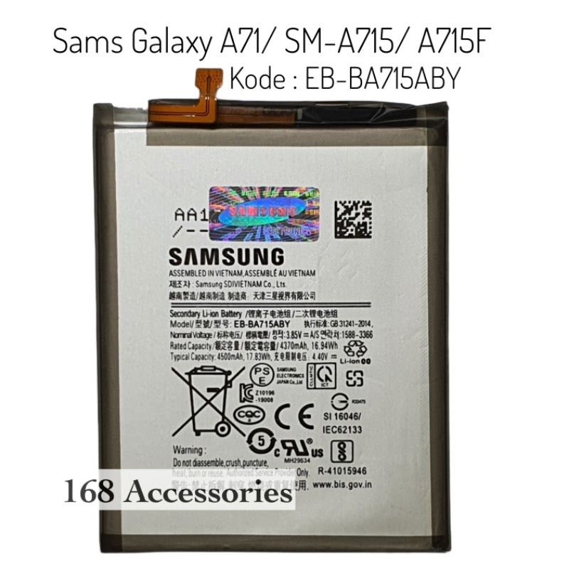 Jual Baterai Batre Samsung Galaxy A71 / A715 / A715F / SM-A715 / EB-BA715ABY Original Batrai ...
