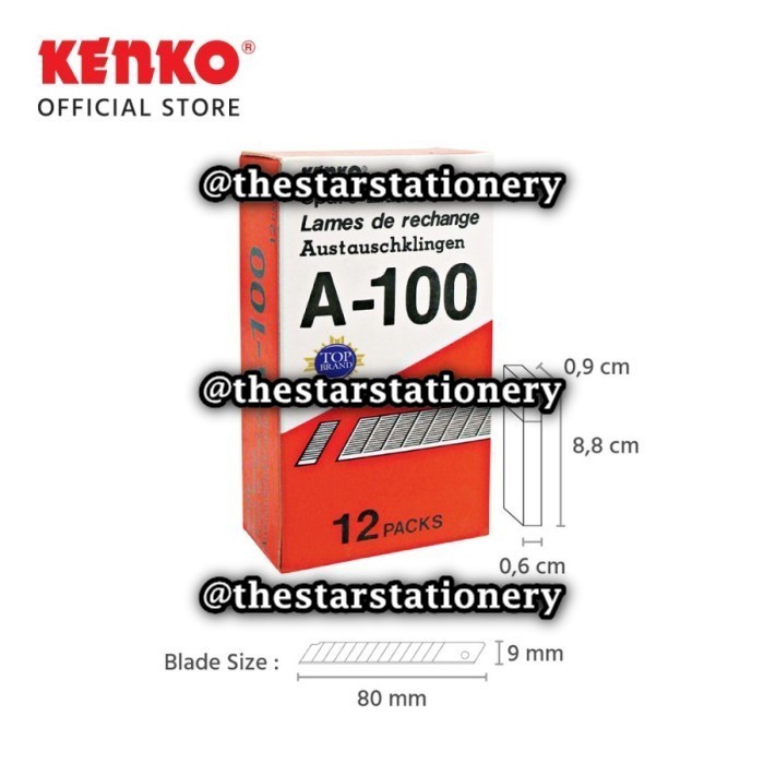 Jual (1 Tube Isi 5 Pcs) GROSIR Isi Cutter Kenko A-100 Asli (9 Mm ...