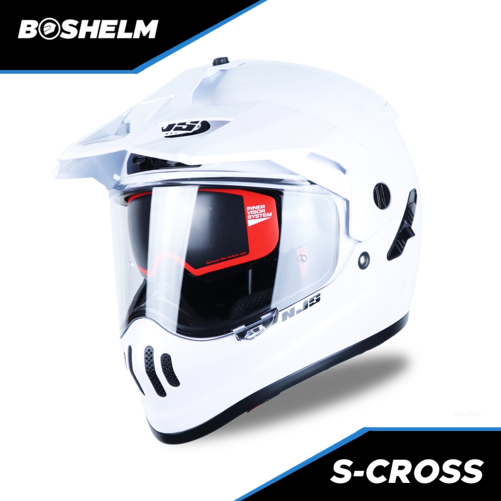 Jual BOSHELM Helm NJS S-Cross Solid HITAM GLOSSY Helm Full Face SNI ...