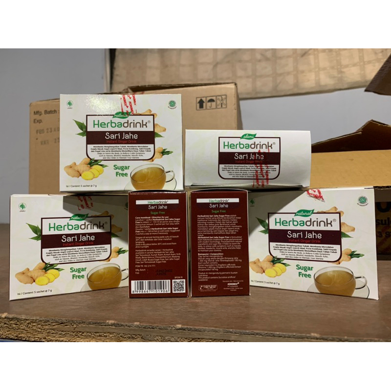 Jual Herbadrink Sari Jahe Sugar Free isi 5 sachet minuman herbal ...