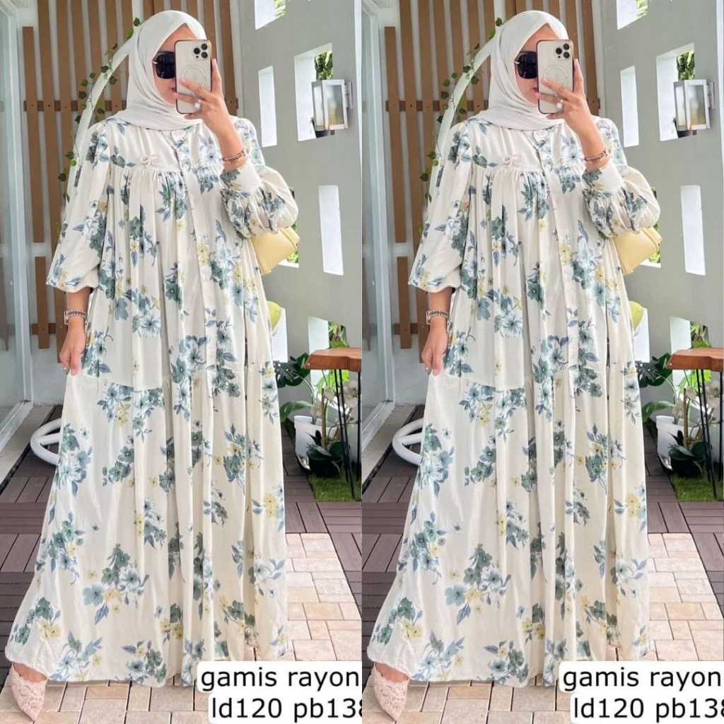 Jual gamis terbaru 2025 gamis kekinian gamis katun rayon premium Busui gamis motif bunga terbaru ...
