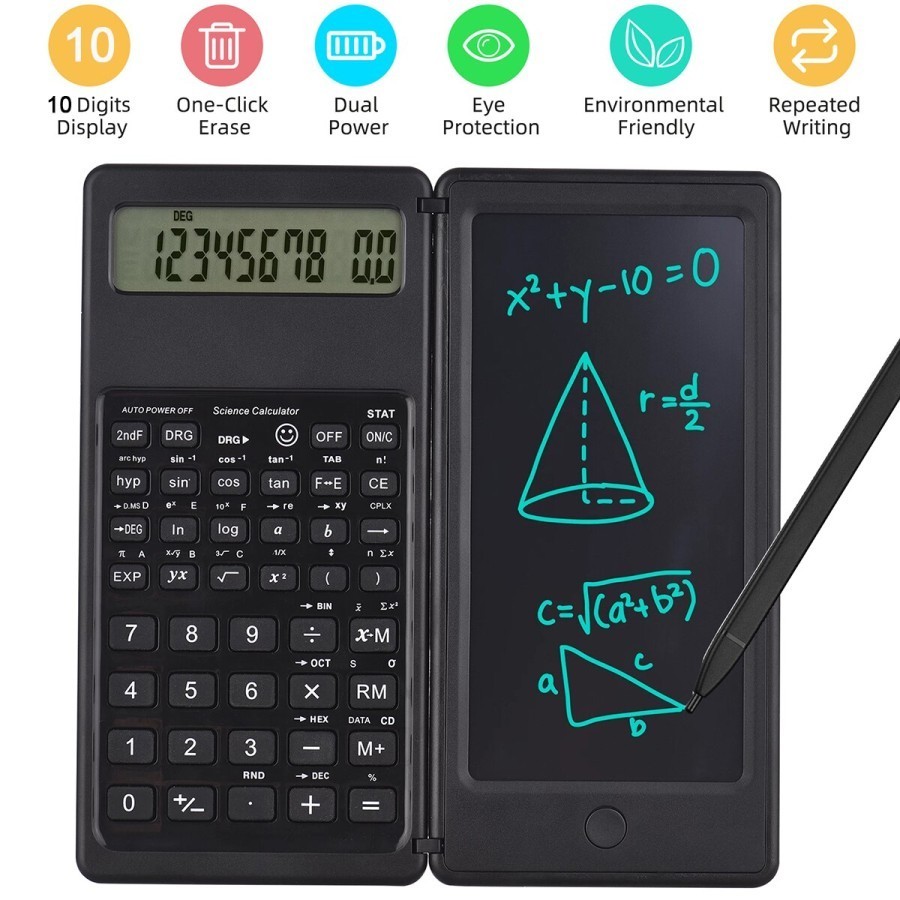 Jual Foldable Scientific Calculator 10-Digit with Erasable LCD Writing ...