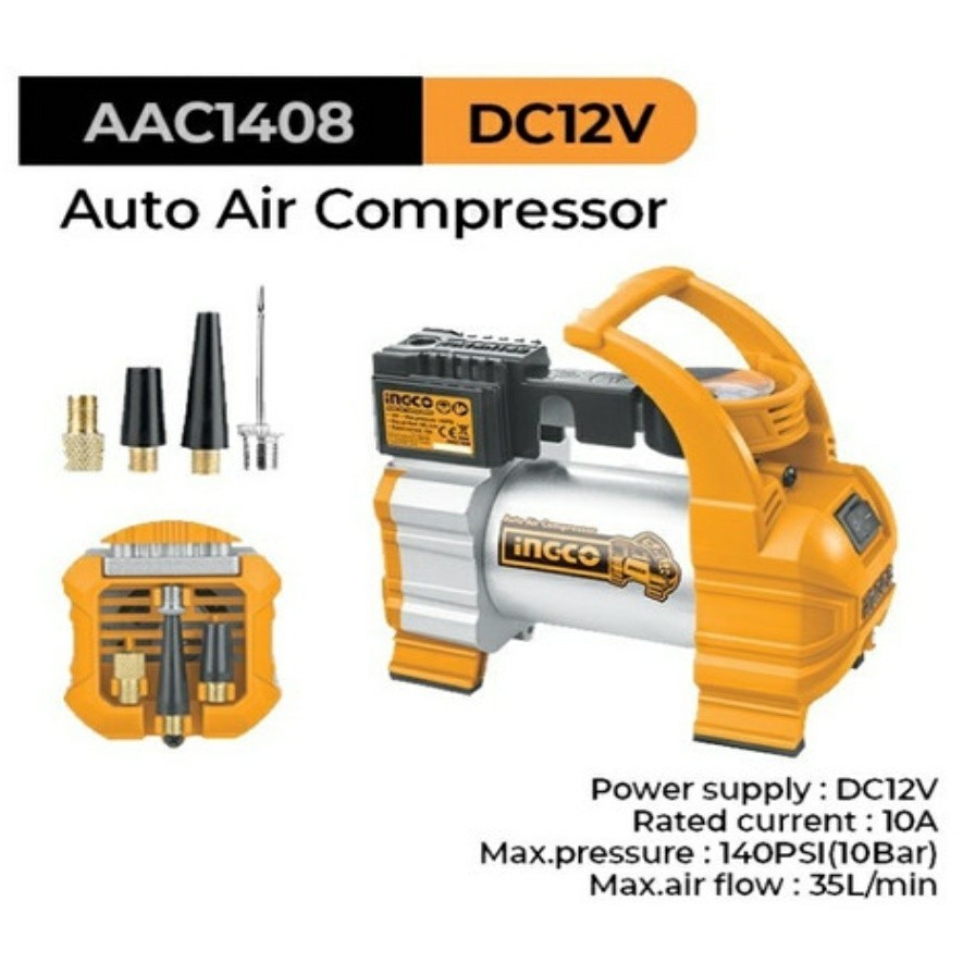 Jual Compressor Angin Mini Portable Pompa Ban Mobil DC 12 Volt INGCO ...