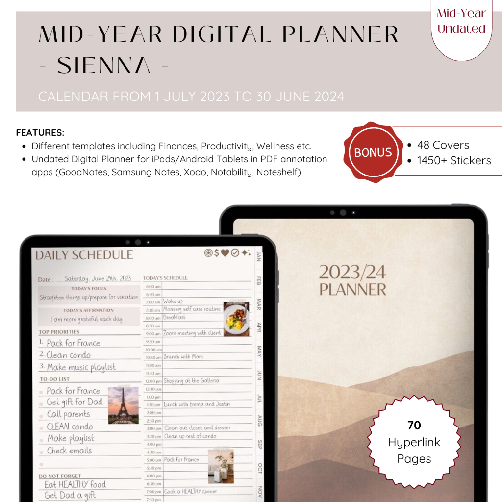 Jual SIENNA MID-YEAR Digital Planner UNDATED untuk iPad/Tablet ...