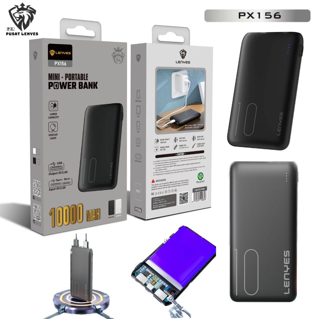 Jual PX156 - Powerbank LENYES PX-156 10000mAh Mini Slim Portable ...