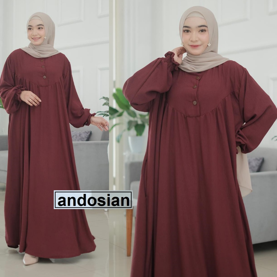 Jual GAMIS CRINKLE JUMBO LD 140 160 BAHAN ADEM LONGGAR WARNA MAROON FIT ...
