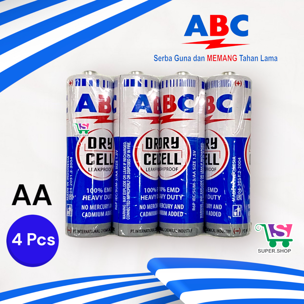Jual ABC Battery Batu Baterai Biru Dry Cell 1.5V AA (isi 4 pcs ...