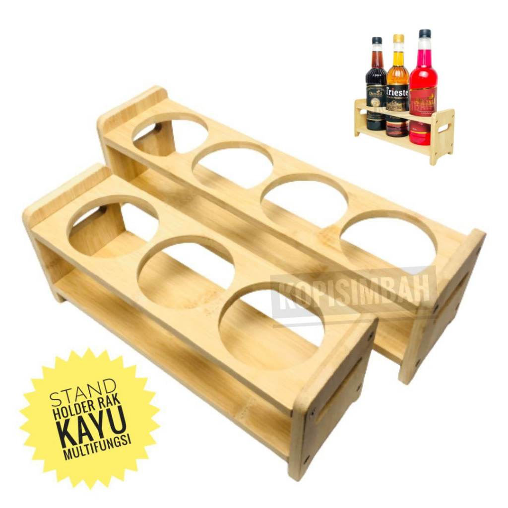 Jual Stand Rak Botol Sirup Bahan Kayu Multifungsi Tempat Bottle Holder ...