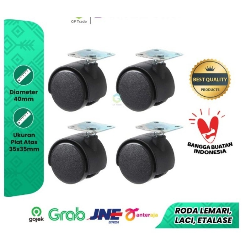 Jual Roda Lemari / Laci / Etalase / Furniture / Serbaguna (4Pcs) Baru ...