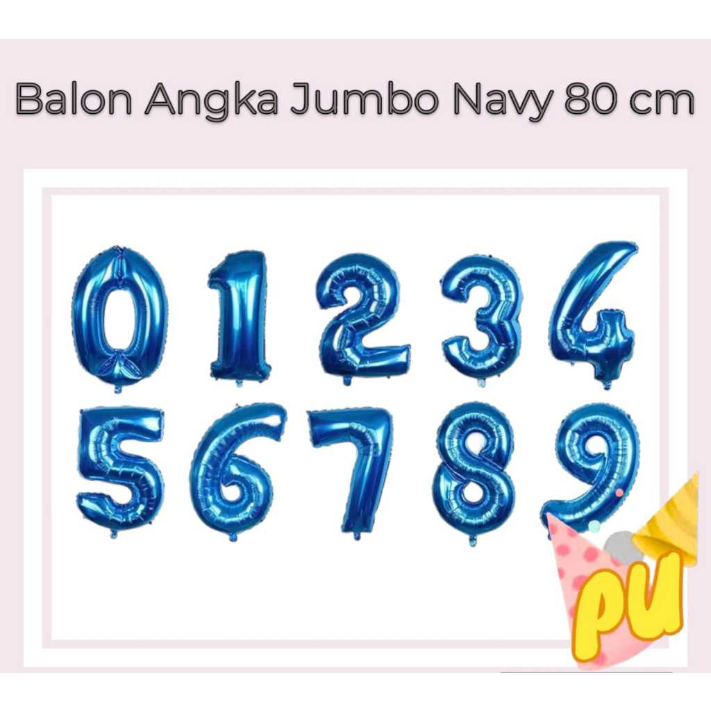Jual Balon Angka Jumbo 80 Cm BIRU NAVY / Balon Foil Angka 80cm / Balon ...