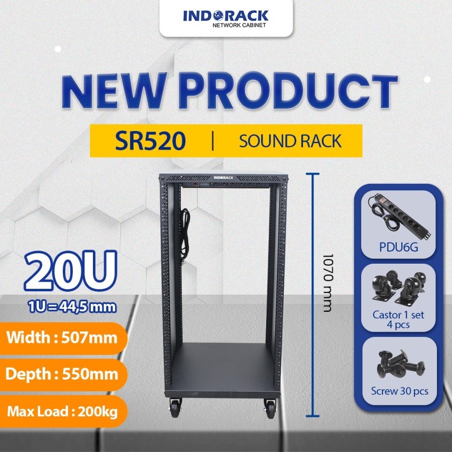Jual Audio rack System Mixer SR520/INDORACK Sound Rack 20U Depth 550mm ...