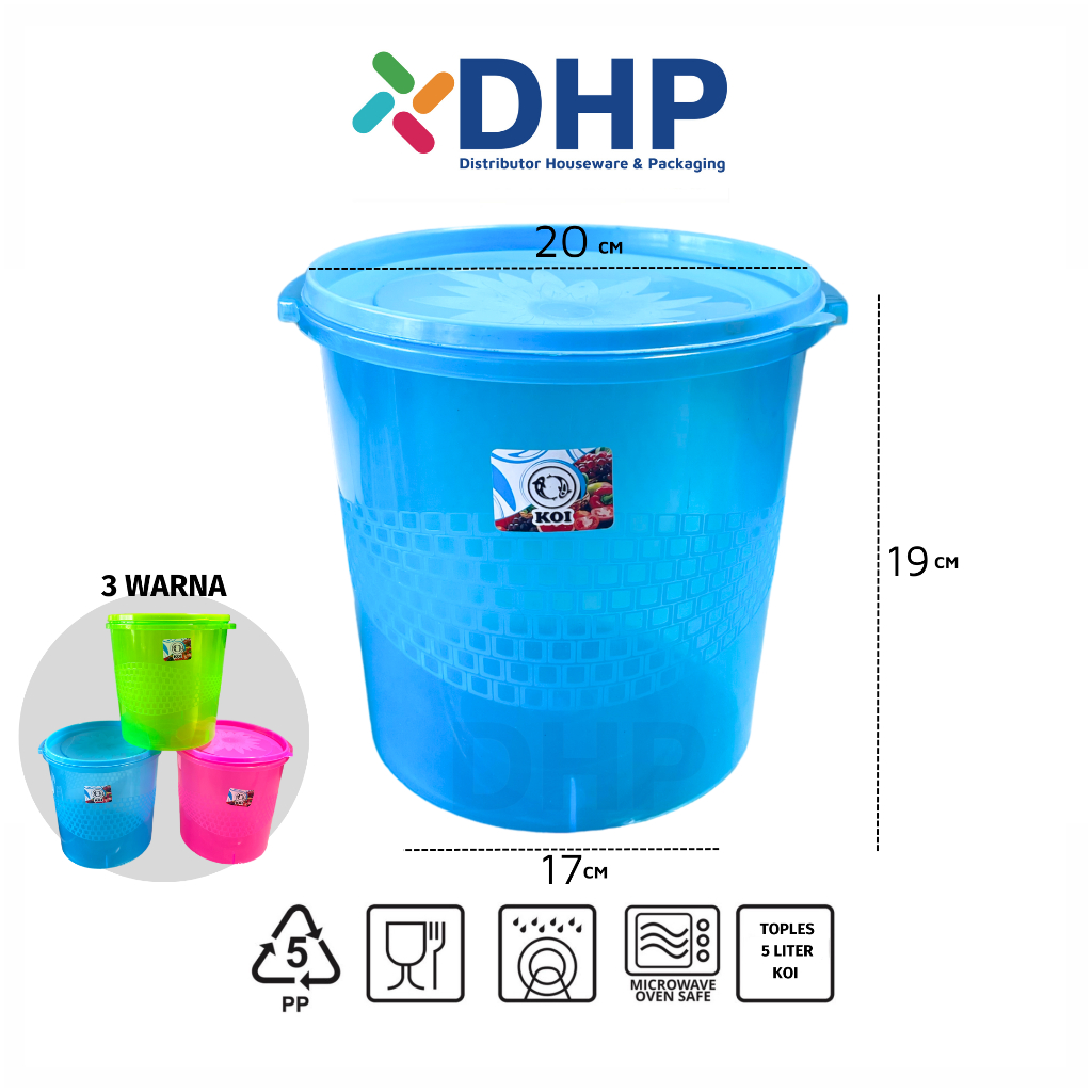 Jual KOI Toples Sealware 5 Liter (D=20cm) Plastik Besar Tempat Kerupuk Peyek Bulat | Shopee ...