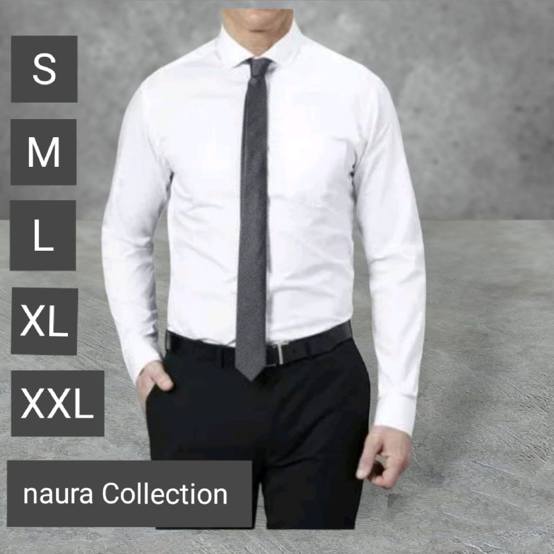 Jual Paket Kemeja putih pria lengan panjang+Dasi/kemeja putih pria ...