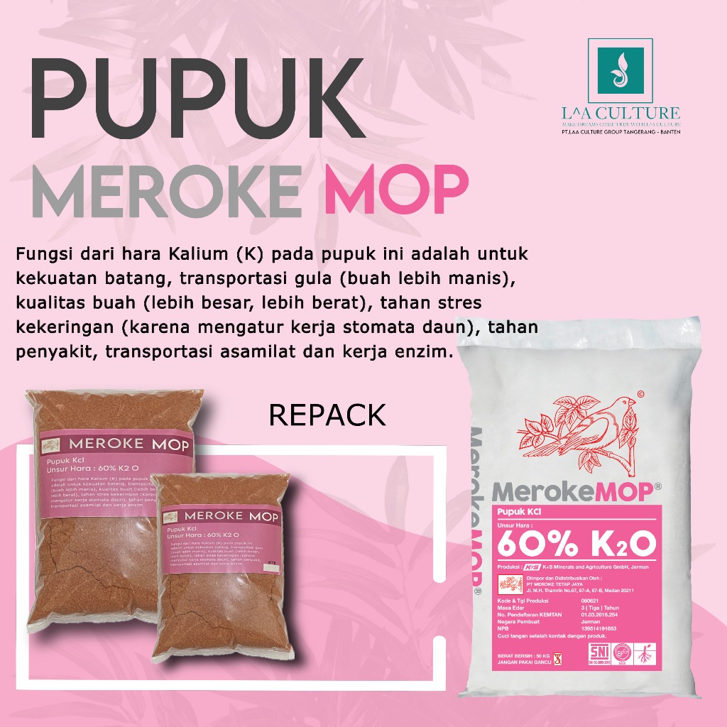 Jual Pupuk Meroke MOP 1 Kg Pupuk KCL Kemasan Repack | Shopee Indonesia